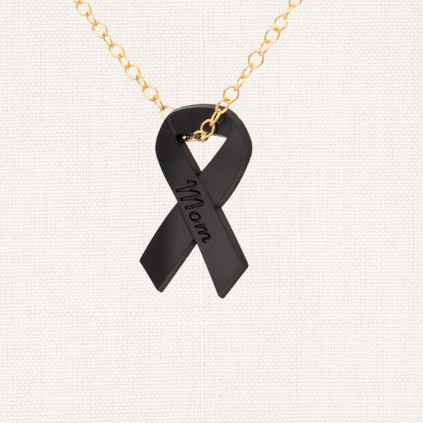 Custom Cancer Ribbon Cut-Out Pendant | Black Diamond | Elysium Hope